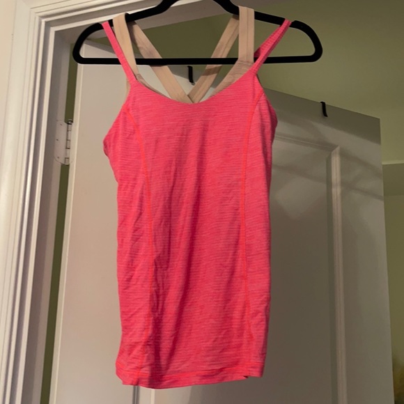 Tops | Lululemon Cross Back Workout Top W Bra Attached | Poshmark